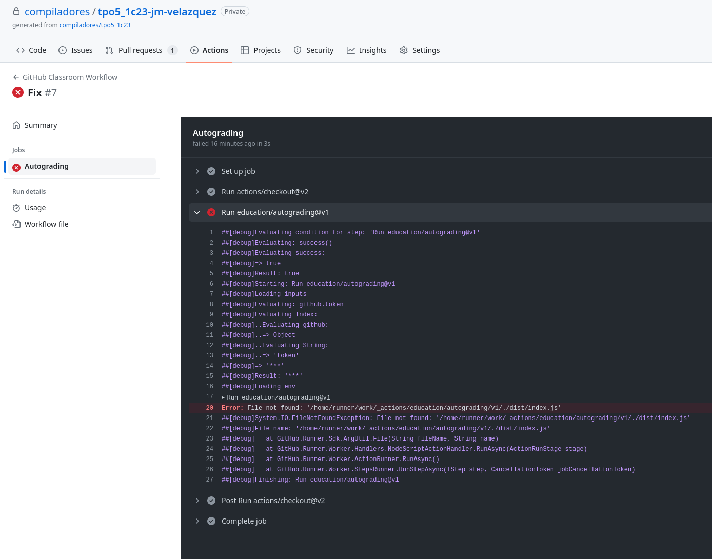 Bug: Recurring issue with the autograding process in GitHub Actions for ...