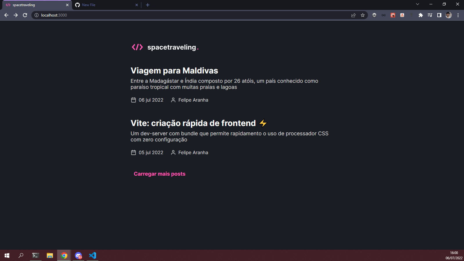 GitHub - FeAranha/desafioModulo3: Develope a blog | ReactJS | Prismic