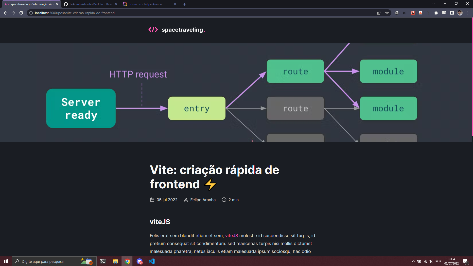 GitHub - FeAranha/desafioModulo3: Develope a blog | ReactJS | Prismic