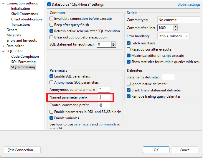 Snowflake - "Bind Parameter(s)" menu inappropriately appears when running query that includes ...