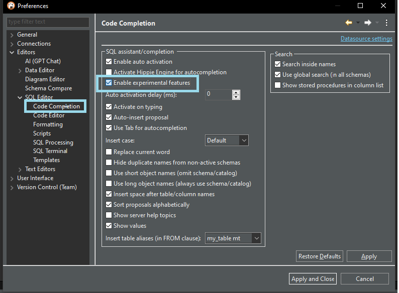 Autocomplete using (Oracle) table alias does not work · Issue #20232 · dbeaver/dbeaver · GitHub