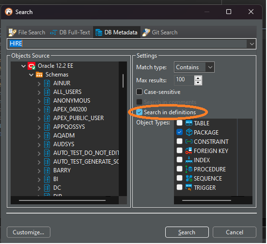 Can't use DB Metadata search to search plsql code in packages bodies · Issue #21519 · dbeaver ...