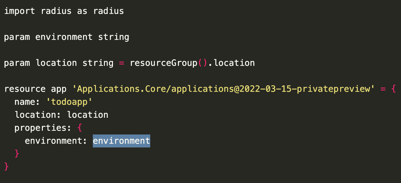 [Doc] tutorial: value for `properties.environment` does not align with the the env name ...