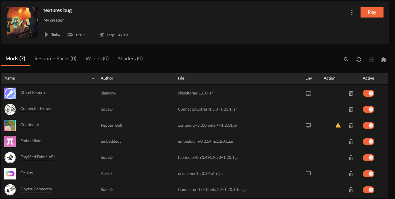 Incompatibility with Continuity and Chisel Reborn, Connected Textures ...