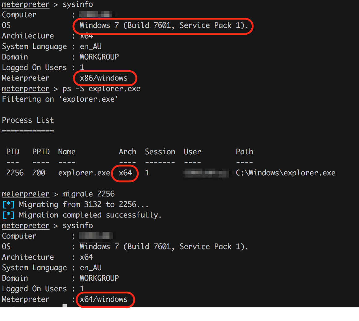 Doesn't work migrate meterpreter · Issue #8595 · rapid7/metasploit-framework · GitHub