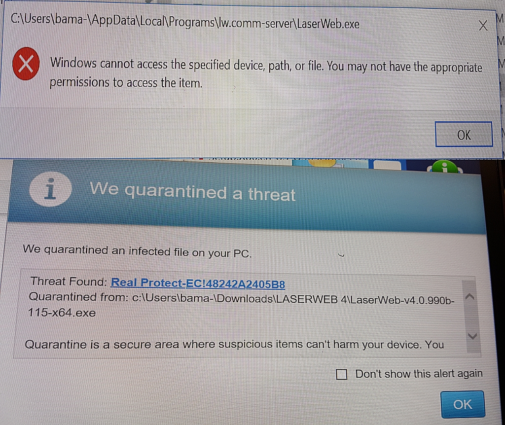 LW4 Files Quarantined By McAfee - Have Lost LW4 · Issue #419 · LaserWeb/LaserWeb4 · GitHub