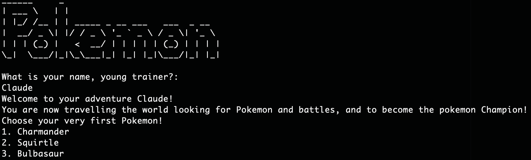 GitHub - clauderd/command-line-pokemon: A tiny text based pokemon-like ...