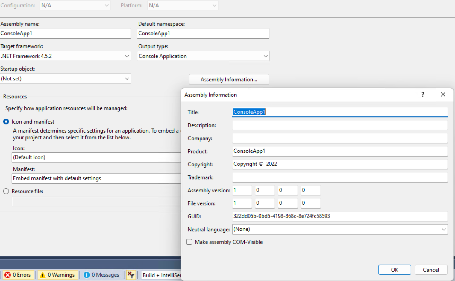 Add Assembly Information to set Author Name, Assembly name, or ...