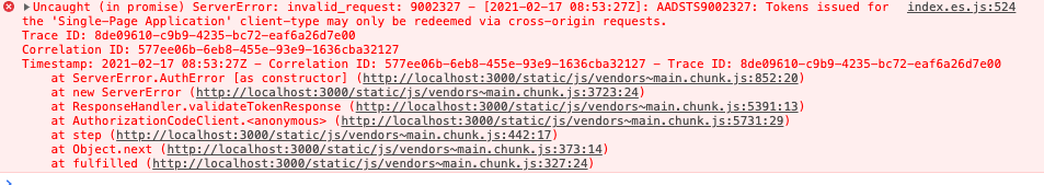 MSAL React Router: 9002327 - [2021-02-17 08:53:27Z]: AADSTS9002327: Tokens issued for the ...