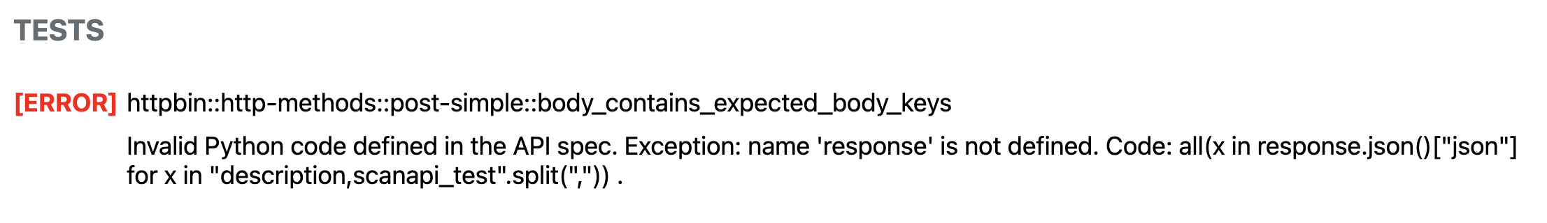 Using comprehensions in assert statements causes a NameError · Issue #512 · scanapi/scanapi · GitHub