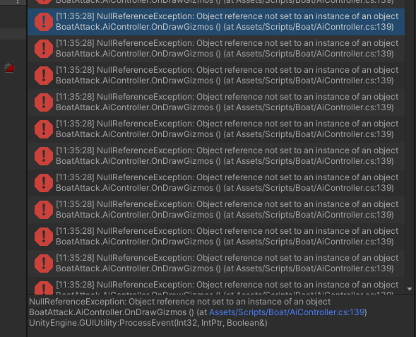 Nullreferenceexception · Issue 188 · Unity Technologiesboatattack · Github