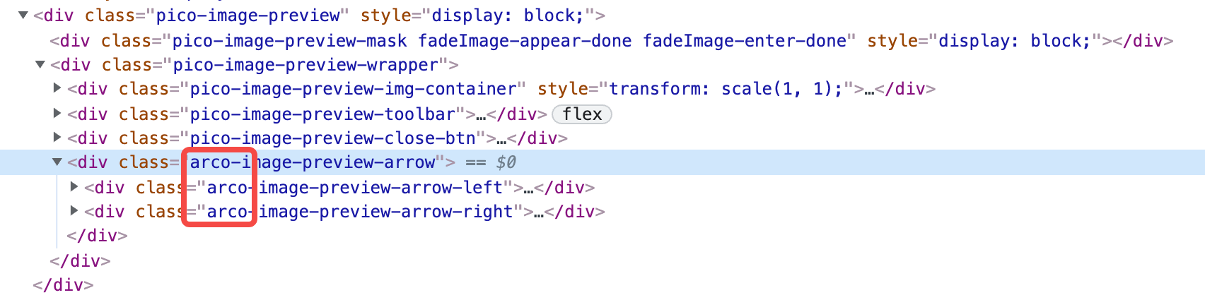 `prefix-cls` context of preview arrow and tooltip elements in Image ...
