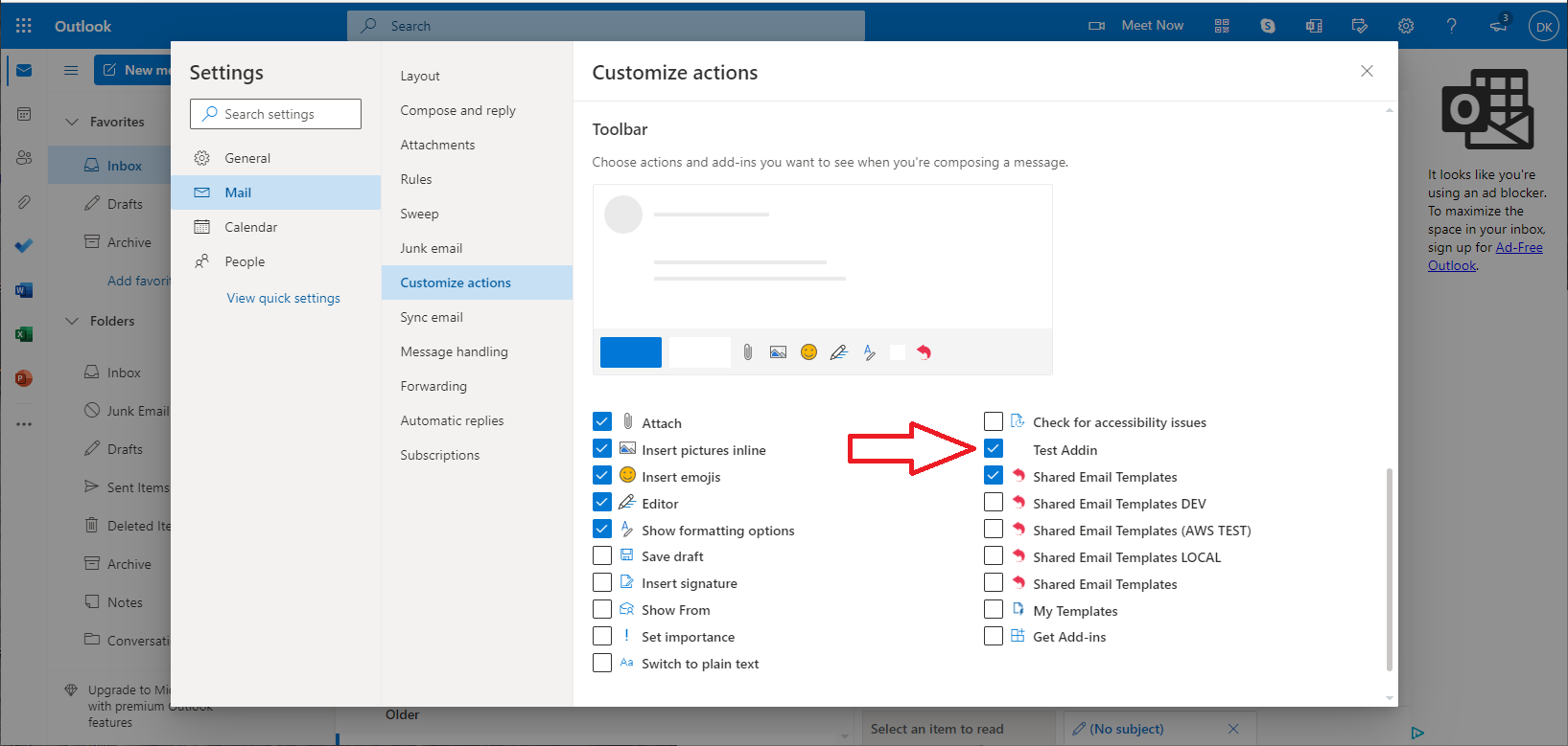 Outlook Online: Supertip's Title is added to button's label in ... menu ...