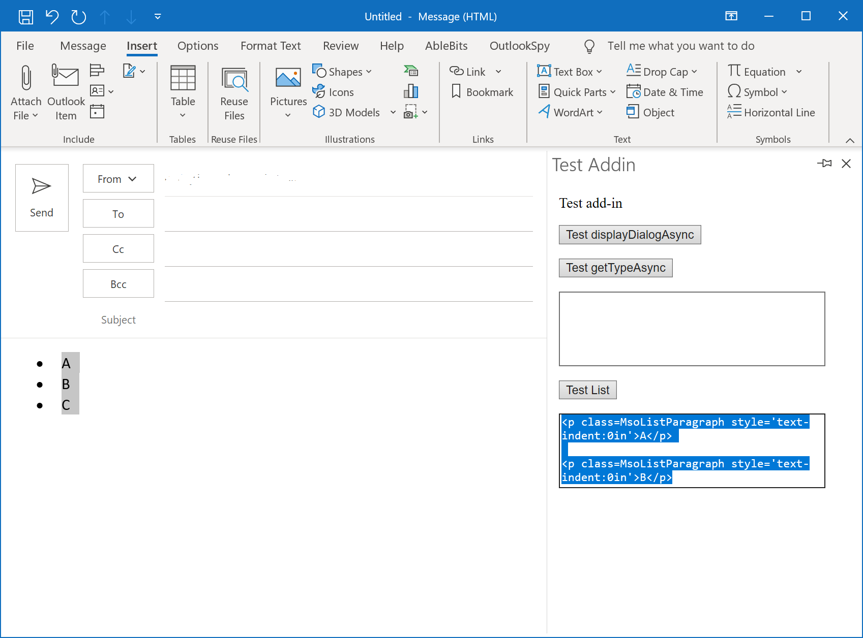 Outlook Desktop, Outlook for Mac: Office.context.mailbox.item.getSelectedDataAsync returns ...