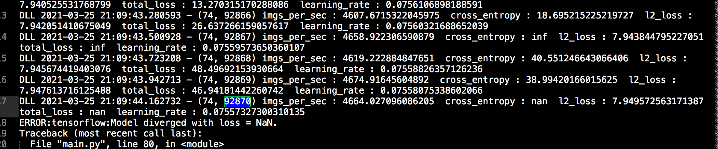 [resnet50v1.5/tensorflow] standard training process ocuured loss NAN ...