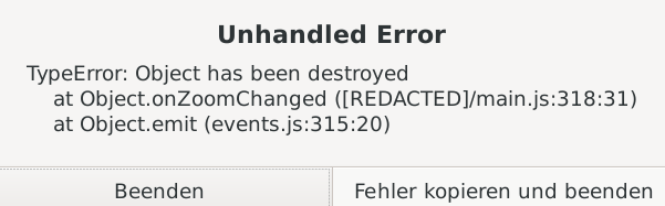 Closing Signal Desktop without any other action gives an Unhandled ...