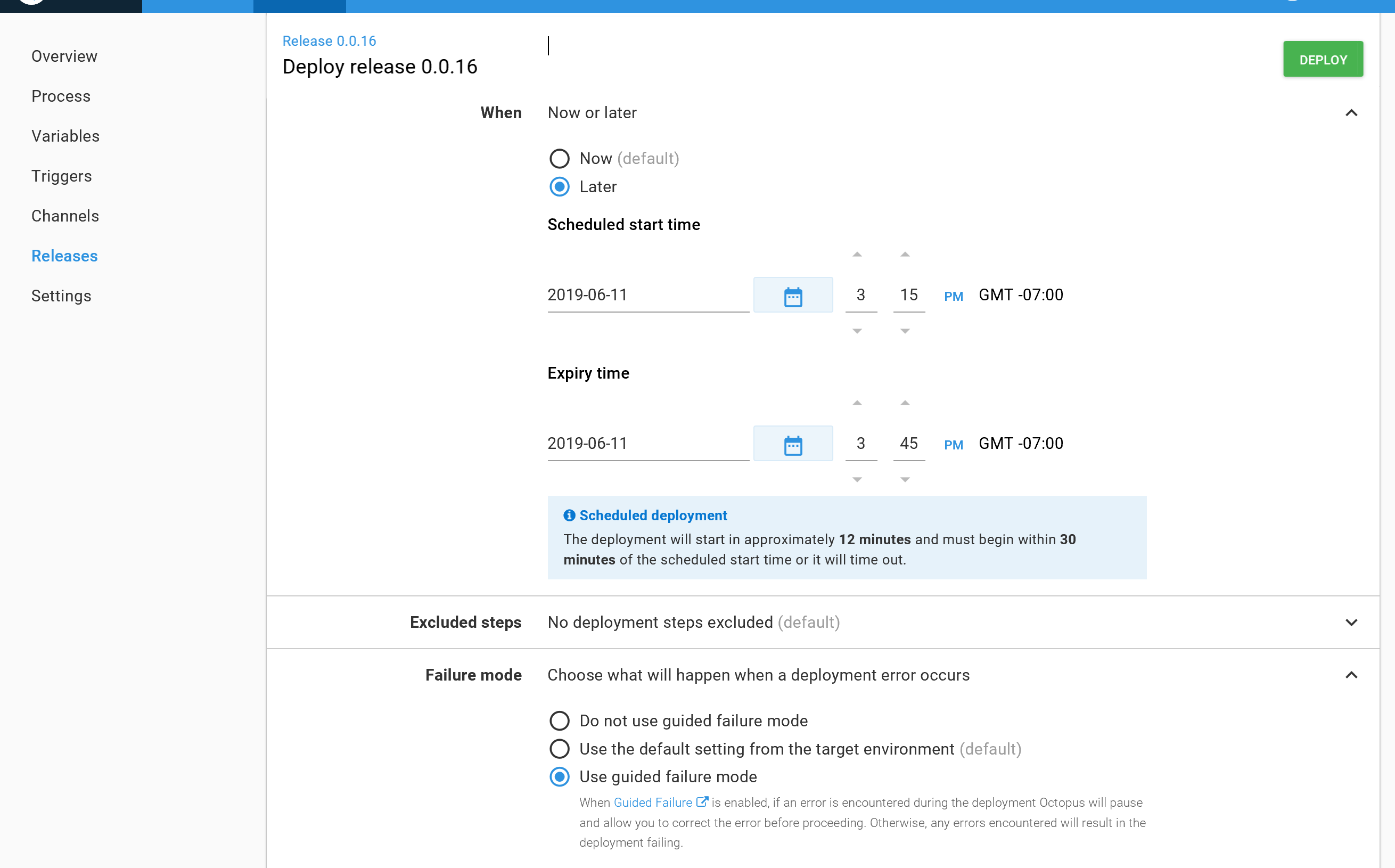 Scheduled Trigger deploys without guided failure mode · Issue #5619 · OctopusDeploy/Issues · GitHub