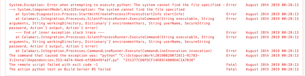 Need friendly error message when Calamari can't run Python on a Target · Issue #5851 ...