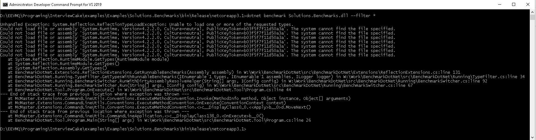 Error Running Bdn · Issue 1444 · Dotnetbenchmarkdotnet · Github
