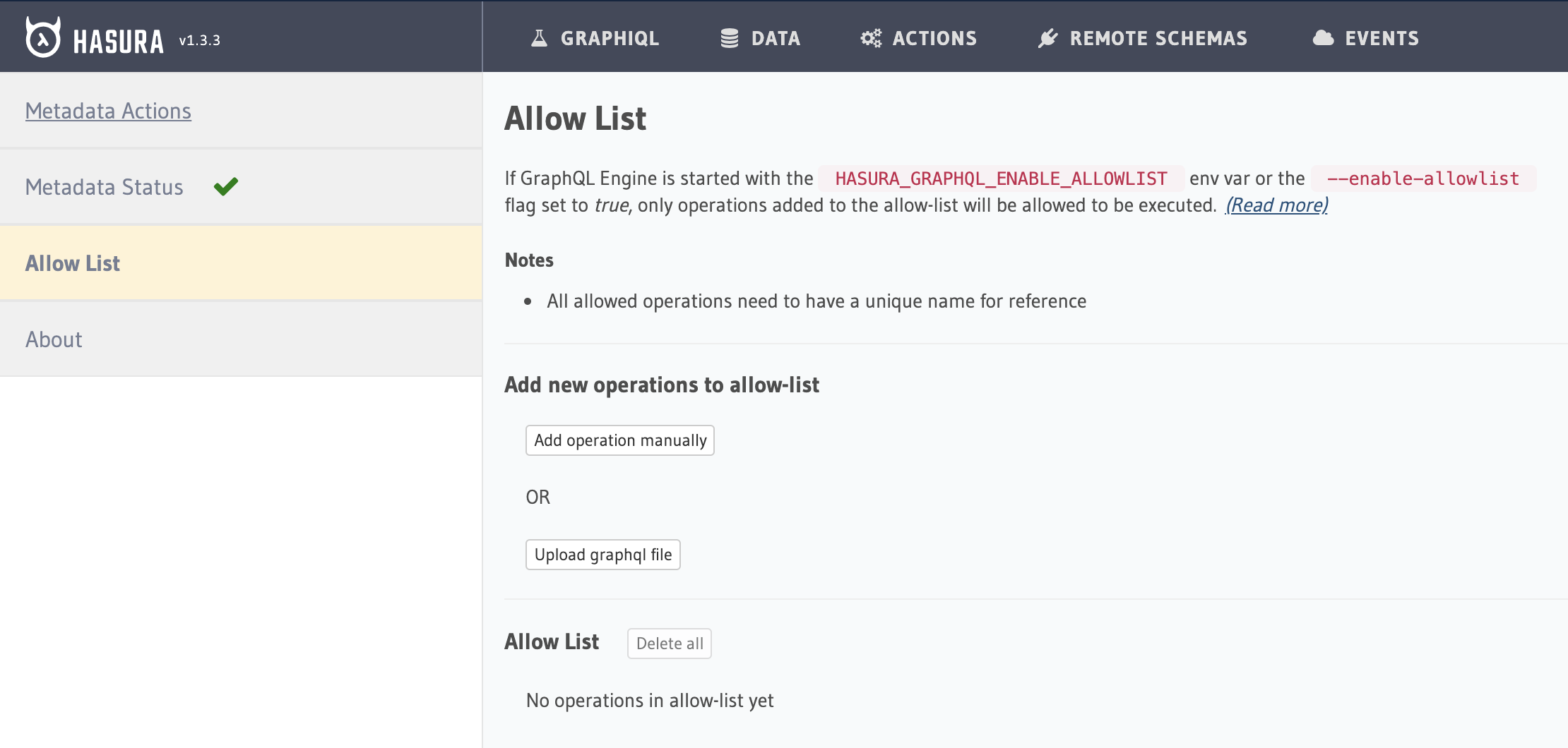 Feature Request: enable HASURA_GRAPHQL_ENABLE_ALLOWLIST toggle in dashboard · Issue #6387 ...