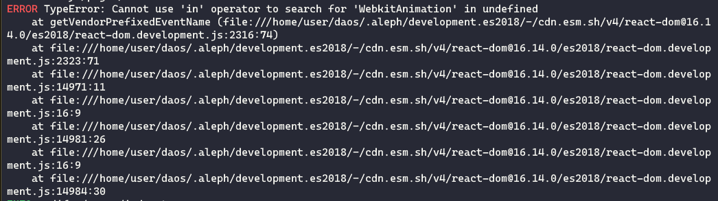 Error when trying to import ReactDOM with SSR enabled · Issue #27 · alephjs/aleph.js · GitHub