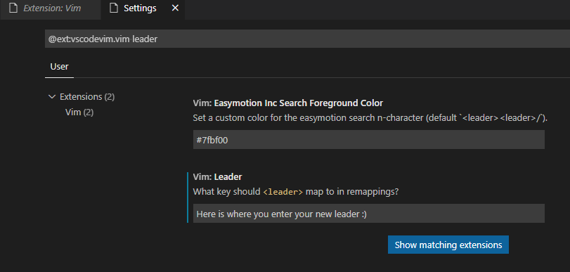 Leader Can T Use In Vim Leader Setting · Issue 1132 · Vscodevim Vim · Github