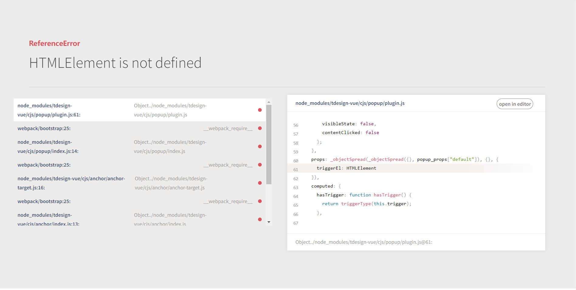 [popup] HTMLElementis not defined · Issue #2340 · Tencent/tdesign-vue · GitHub