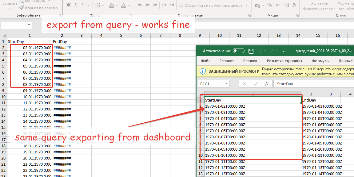 Export to Excel in embedded dashboard differs from export on query page · Issue #16796 ...