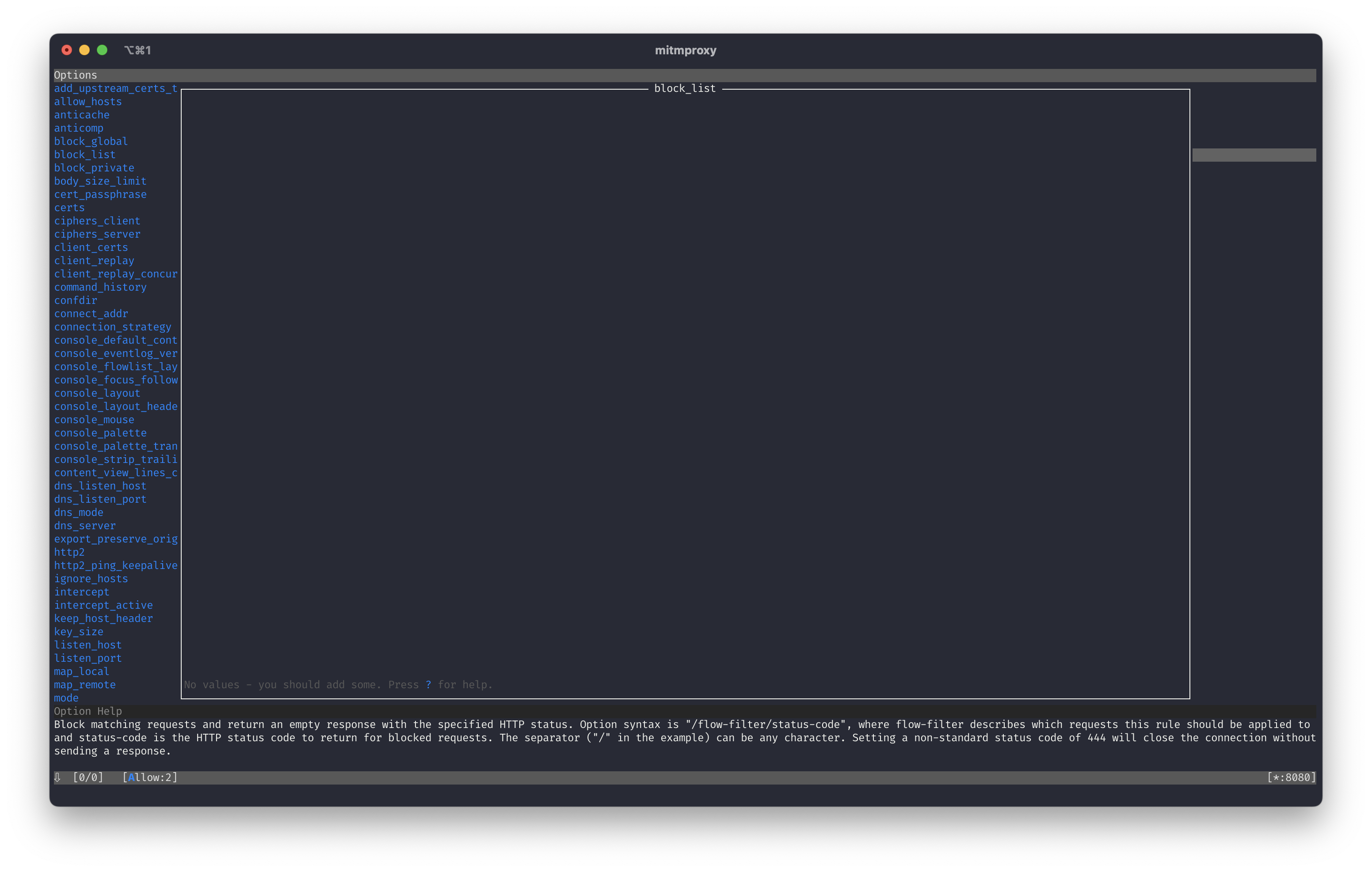 Help window doesn't appear, when changing cofing · Issue #5450 · mitmproxy/mitmproxy · GitHub