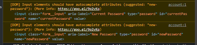 Missing `autocomplete` Attributes On Password Forms · Issue 2229 · Processing P5 Js Web Editor