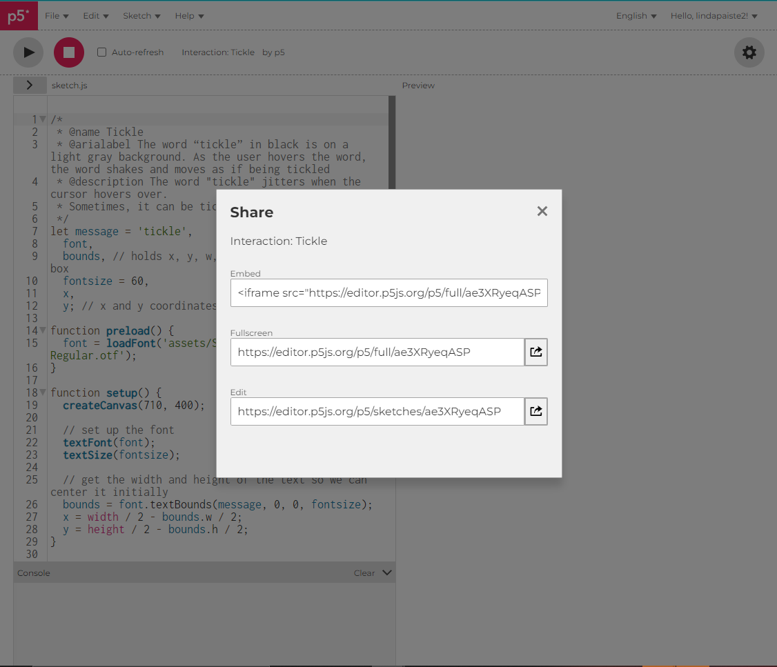 Add A Shared Link To All The Sketches · Issue 2454 · Processingp5js Web Editor · Github 7439
