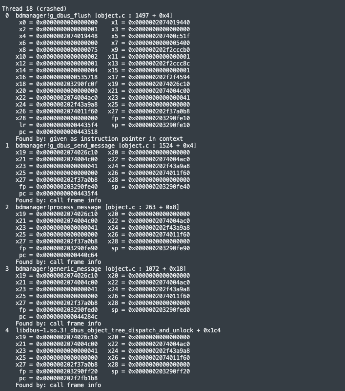 i have a crash（_dbus_object_tree_dispatch_and_unlock ） ,Has anyone met？ · Issue #394 · bluez ...