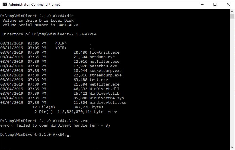 WinDivert-2.1.0-A not working in Win10 · Issue #203 · basil00/WinDivert · GitHub
