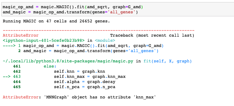 Cannot run MAGIC on certain types of graphtool graphs · Issue #180 · KrishnaswamyLab/MAGIC · GitHub