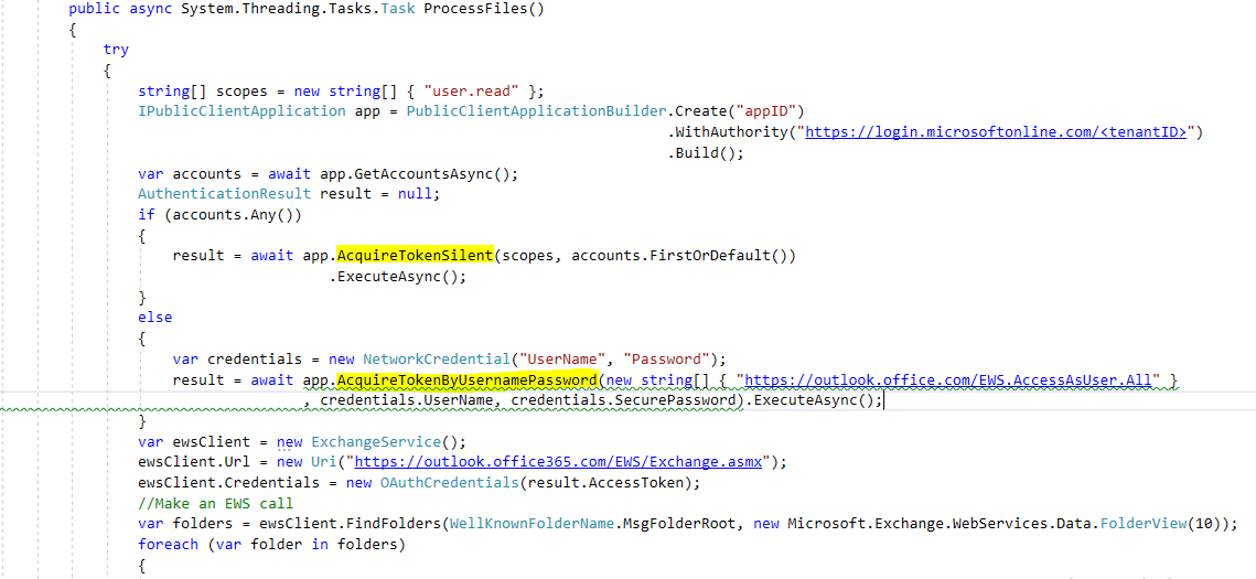 Token from AcquireTokenSilent does not work with Exchange · Issue #3851 ...