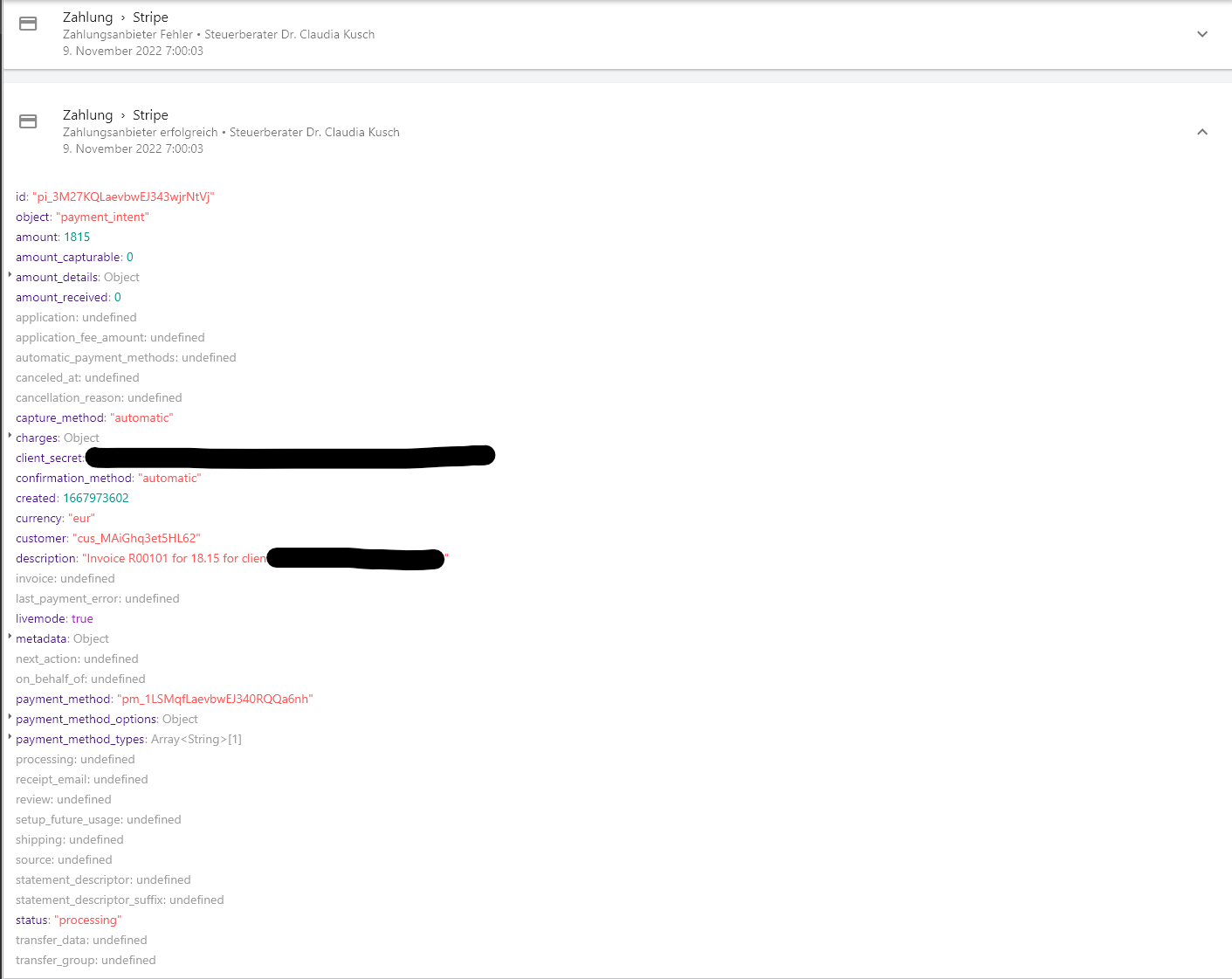 Stripe payment succeds, but fails in InvoiceNinja · Issue #7929 · invoiceninja/invoiceninja · GitHub