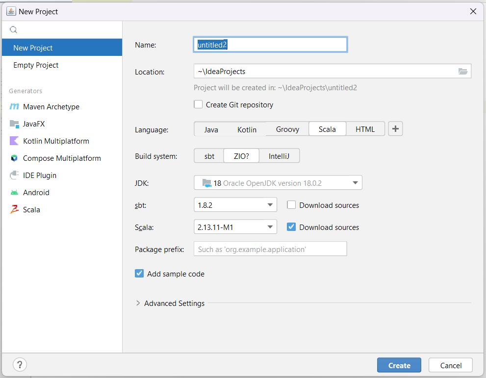 New ZIO project Wizard is broken in IntelliJ 2023.1 - does not complete ...