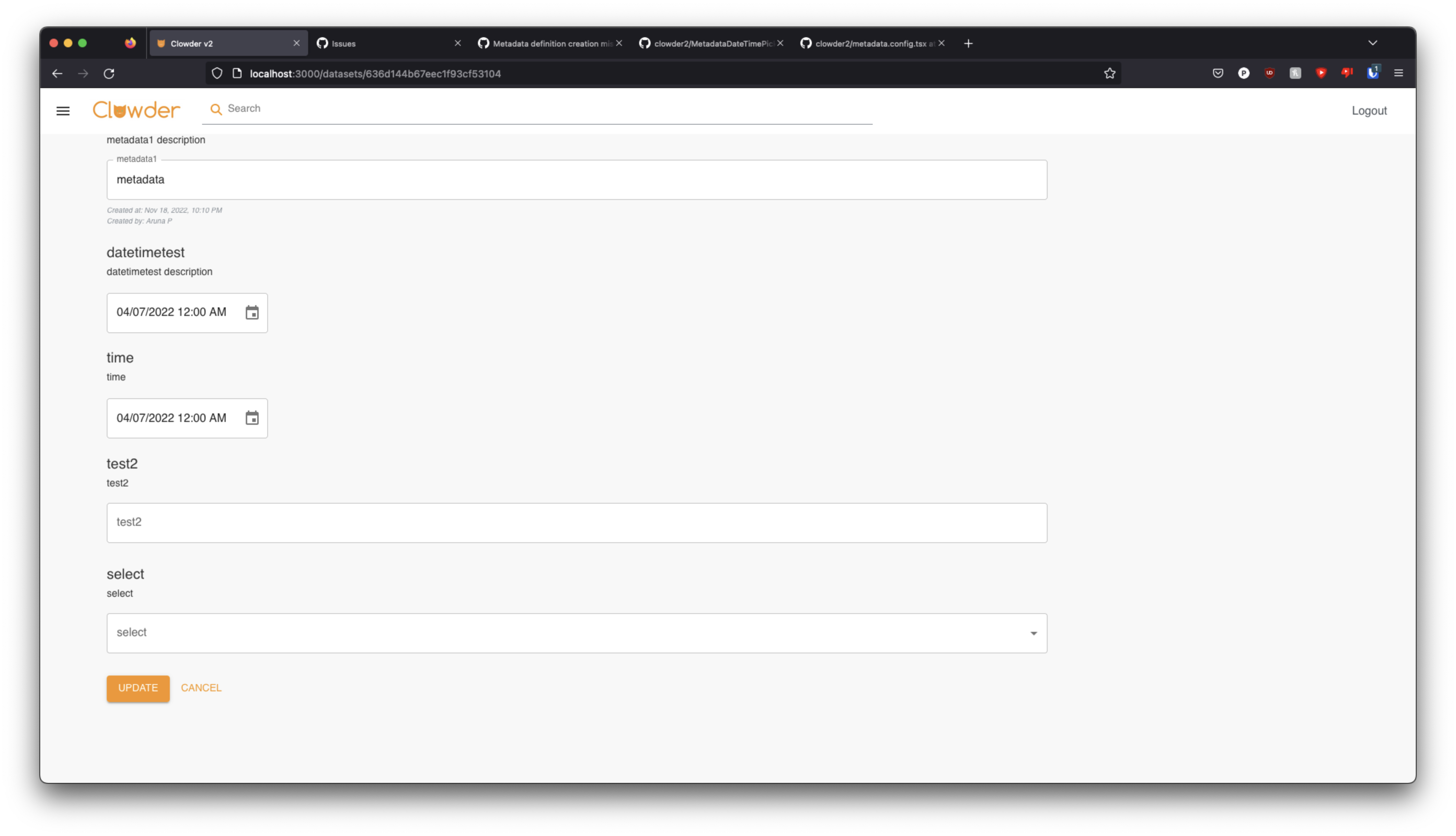 Metadata definition creation misc bugs · Issue #197 · clowder-framework/clowder2 · GitHub