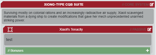 [BUG] Xiaoli's Tenacity action text not rendering · Issue #387 · Eranziel/foundryvtt-lancer · GitHub