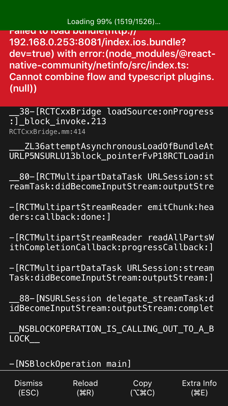 Error: Cannot combine flow and typescript plugins. · Issue #127 · react-native-netinfo/react ...