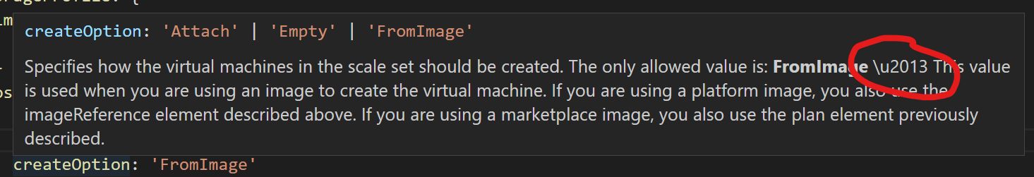 Encoding Issue For `virtualmachinescaleset` Disk `createoption` Description · Issue 3009 