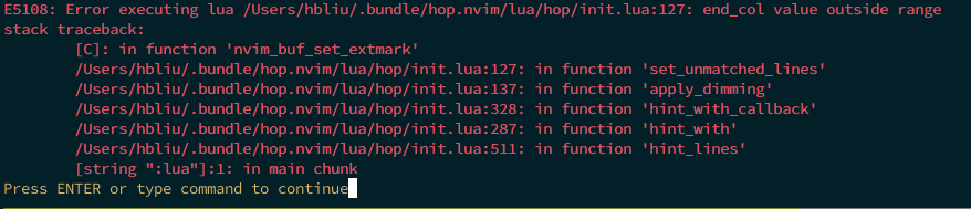 Error: col val outside range · Issue #267 · hadronized/hop.nvim · GitHub