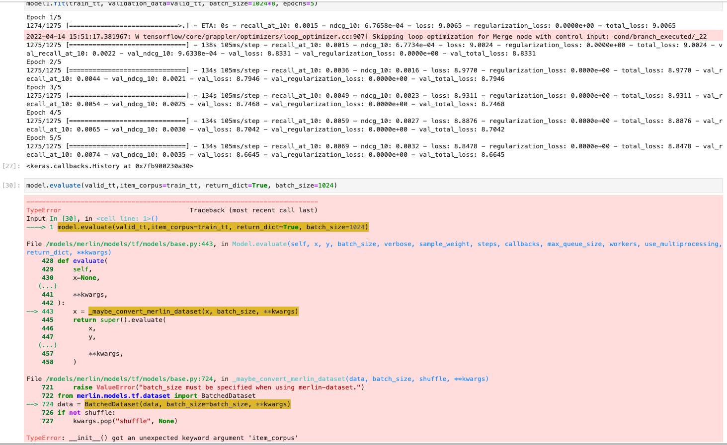 Bug Tretrievalcandidatesforevaluationtrain For Twotower Throws Attributeerror