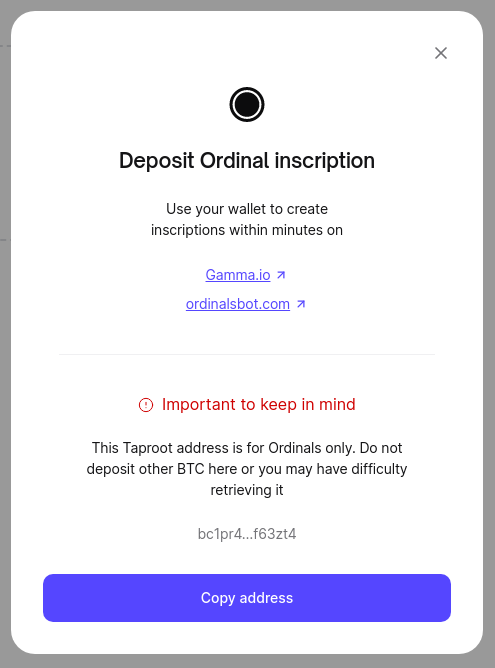 Incorporate Standard Receive Modal For Inscriptions · Issue 3291