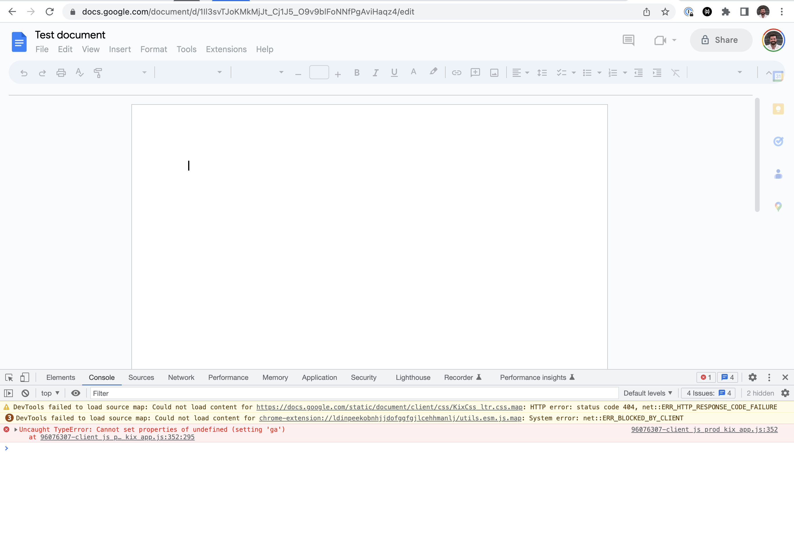 Google Docs throws error when web wallet extension enabled · Issue #3502 · leather-io/extension ...