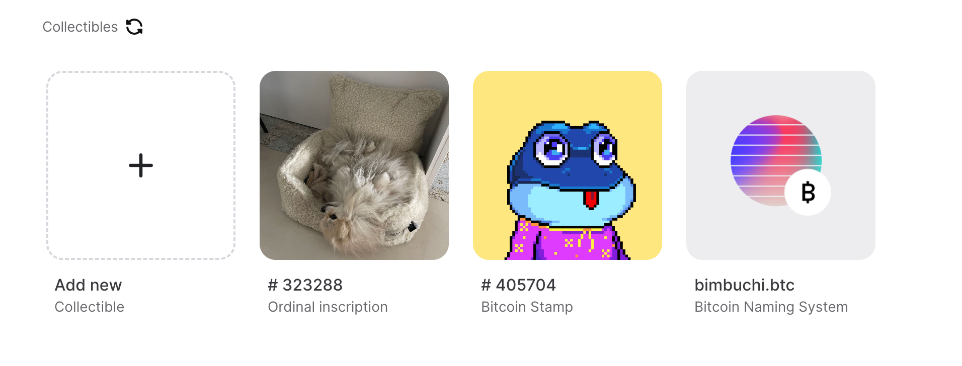 Display Bitcoin Stamps in "Collectibles" area of home screen · Issue #3589 · leather-io ...