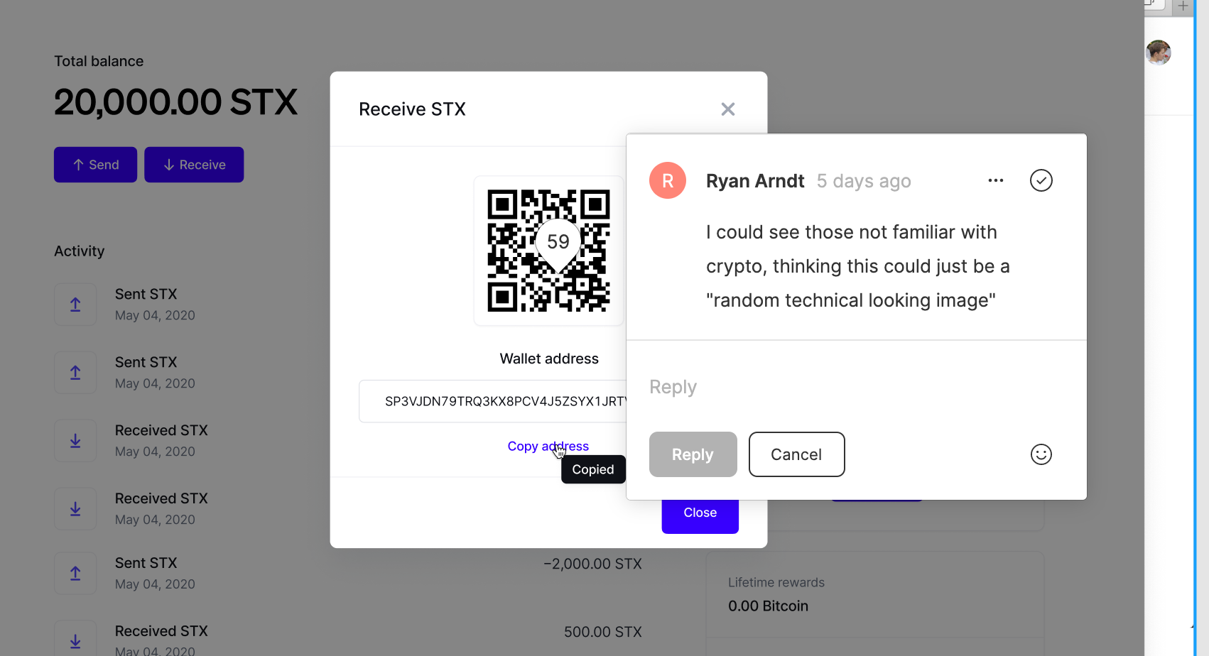 Add tooltip for QR code in receive modal · Issue #277 · leather-io/desktop · GitHub