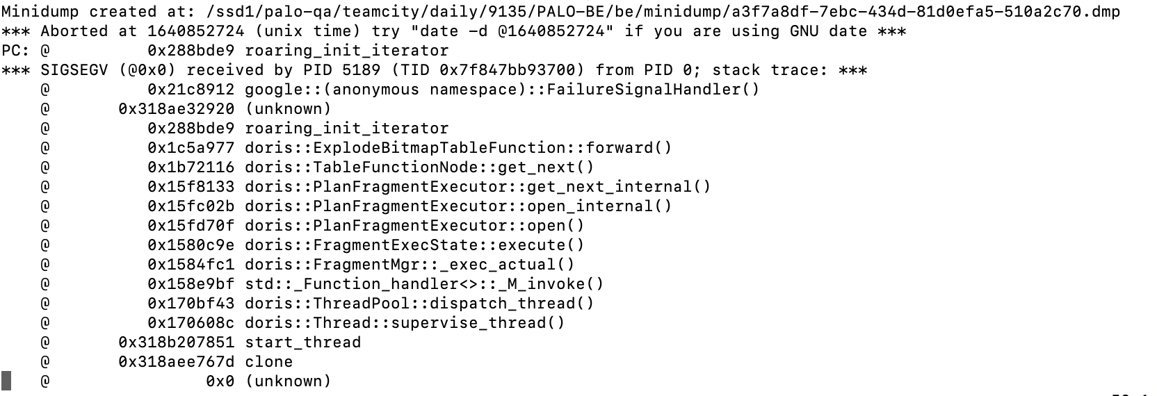 [Bug] Core dump when using multi explode_bitmap · Issue #7716 · apache/doris · GitHub