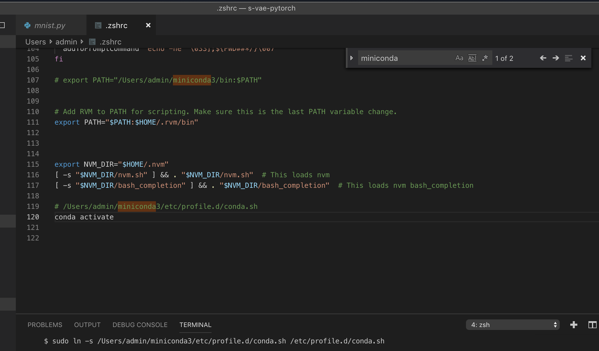 critical - miniconda - osx / zsh / visual studio code = instructions 4. ...
