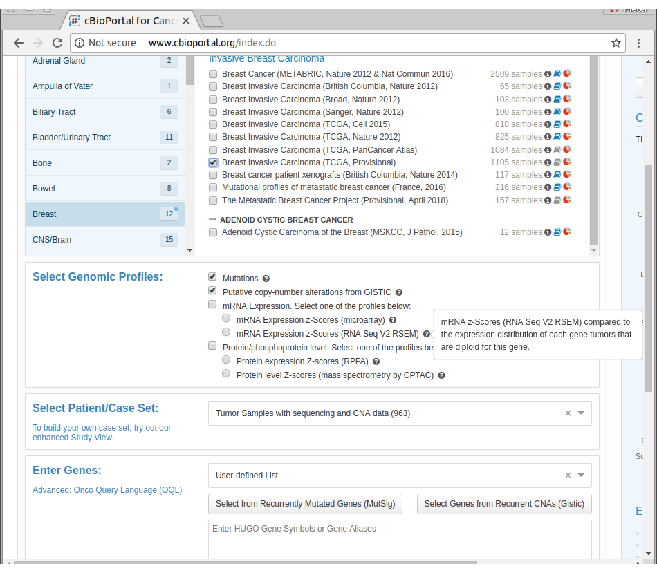 mRNA z-score metadata missing in Patient view and Oncoprint · Issue ...
